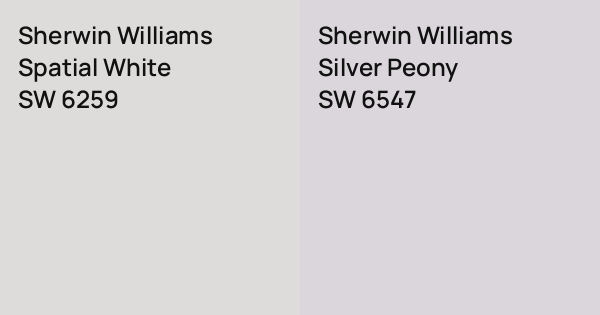 Sherwin Williams Spatial White vs. Sherwin Williams Silver Peony comparison