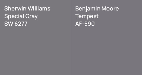 Sherwin Williams Special Gray vs. Benjamin Moore Tempest comparison