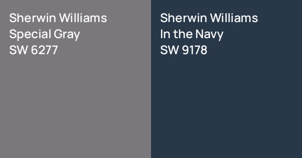 Sherwin Williams Special Gray vs. Sherwin Williams In the Navy comparison