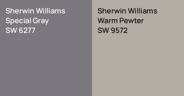 Sherwin Williams Special Gray vs. Sherwin Williams Warm Pewter comparison