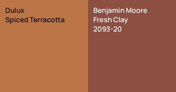 Dulux Spiced Terracotta vs. Benjamin Moore Fresh Clay comparison