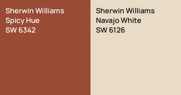 Sherwin Williams Spicy Hue vs. Sherwin Williams Navajo White comparison