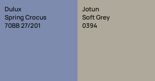 Dulux Spring Crocus vs. Jotun Soft Grey comparison