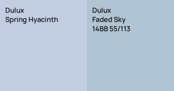 Dulux Spring Hyacinth vs. Dulux Faded Sky comparison