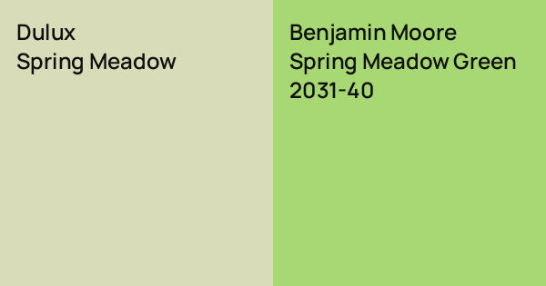 Dulux Spring Meadow vs. Benjamin Moore Spring Meadow Green comparison