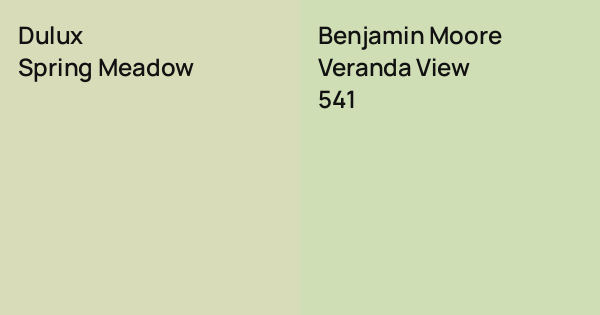 Dulux Spring Meadow vs. Benjamin Moore Veranda View comparison