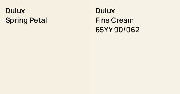 Dulux Spring Petal vs. Dulux Fine Cream comparison