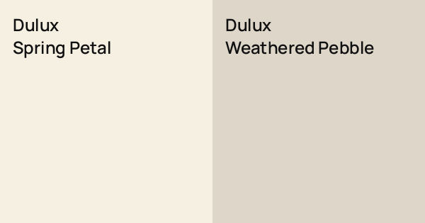 Dulux Spring Petal vs. Dulux Weathered Pebble comparison