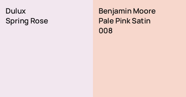 Dulux Spring Rose vs. Benjamin Moore Pale Pink Satin comparison