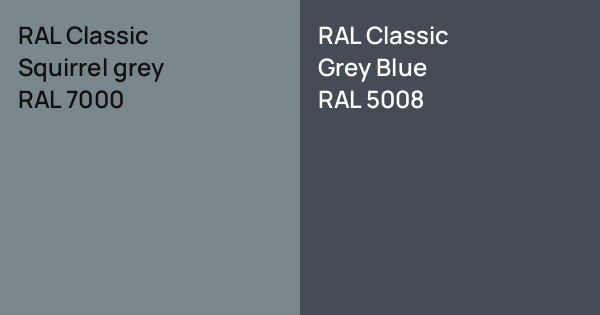RAL Classic Squirrel grey vs. RAL Classic Grey Blue comparison