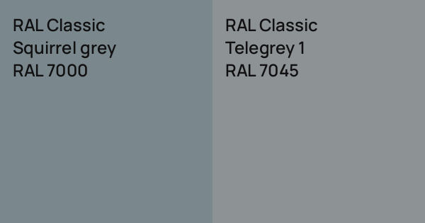 RAL Classic Squirrel grey vs. RAL Classic Telegrey 1 comparison