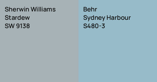 Sherwin Williams Stardew vs. Behr Sydney Harbour comparison