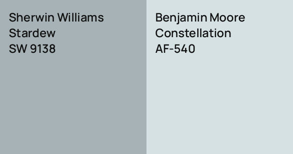 Sherwin Williams Stardew vs. Benjamin Moore Constellation comparison