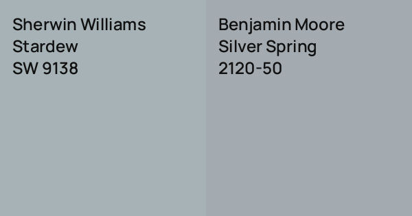 Sherwin Williams Stardew vs. Benjamin Moore Silver Spring comparison