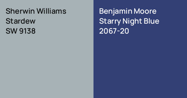 Sherwin Williams Stardew vs. Benjamin Moore Starry Night Blue comparison