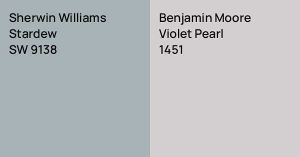 Sherwin Williams Stardew vs. Benjamin Moore Violet Pearl comparison