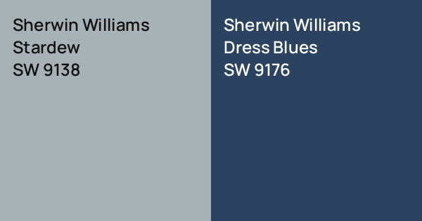 Sherwin Williams Stardew vs. Sherwin Williams Dress Blues comparison