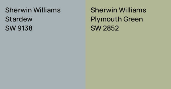 Sherwin Williams Stardew vs. Sherwin Williams Plymouth Green comparison