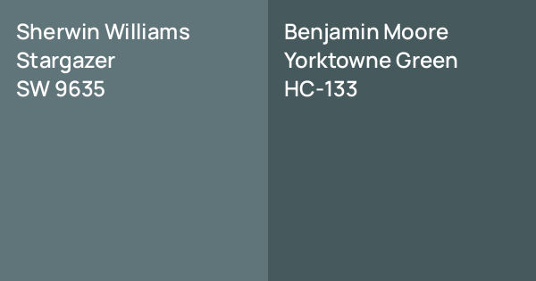 Sherwin Williams Stargazer vs. Benjamin Moore Yorktowne Green comparison