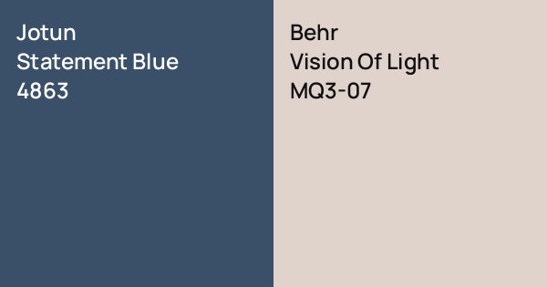 Jotun Statement Blue vs. Behr Vision Of Light comparison