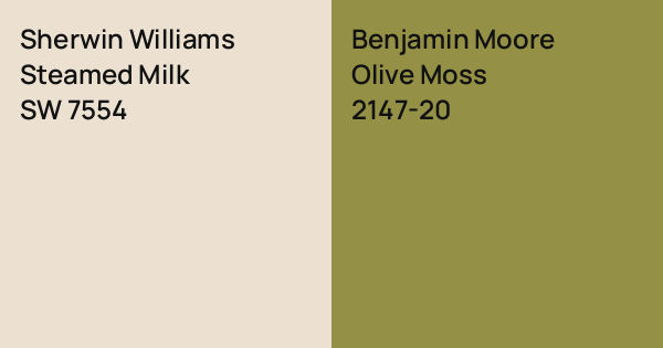 Sherwin Williams Steamed Milk vs. Benjamin Moore Olive Moss comparison