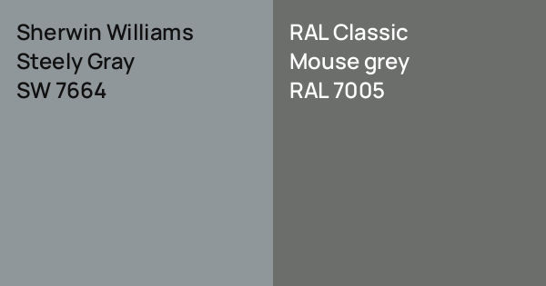 Sherwin Williams Steely Gray vs. RAL Classic Mouse grey comparison