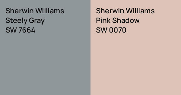 Sherwin Williams Steely Gray vs. Sherwin Williams Pink Shadow comparison