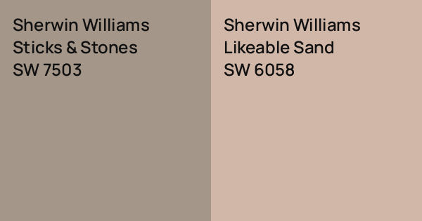 Sherwin Williams Sticks & Stones vs. Sherwin Williams Likeable Sand ...