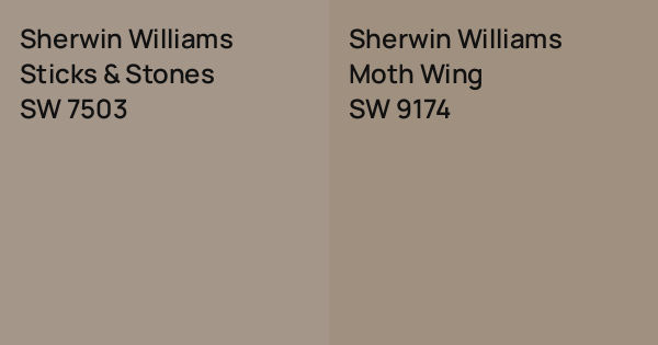 Sherwin Williams Sticks & Stones vs. Sherwin Williams Moth Wing comparison