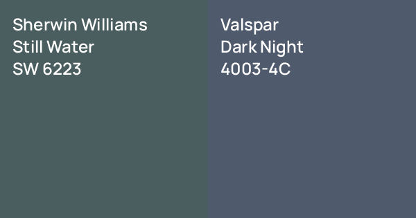 Sherwin Williams Still Water vs. Valspar Dark Night comparison