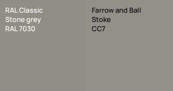 RAL Classic Stone grey vs. Farrow and Ball Stoke comparison