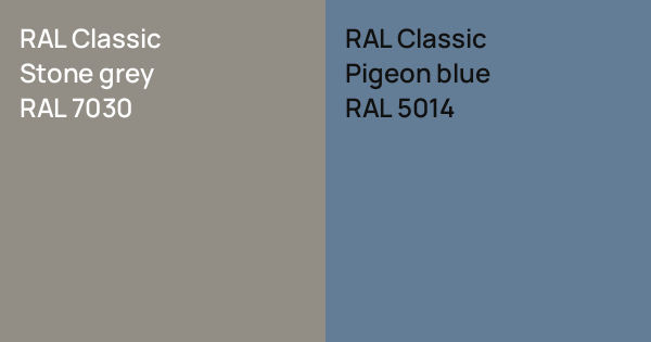 RAL Classic Stone grey vs. RAL Classic Pigeon blue comparison