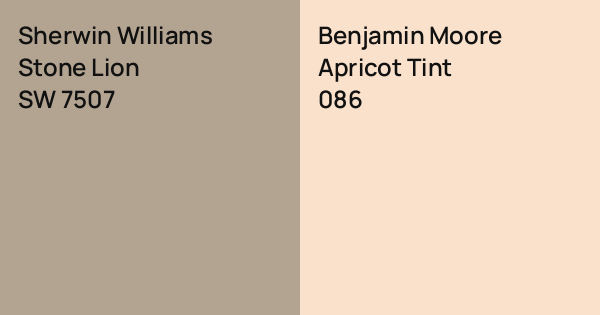 Sherwin Williams Stone Lion vs. Benjamin Moore Apricot Tint comparison