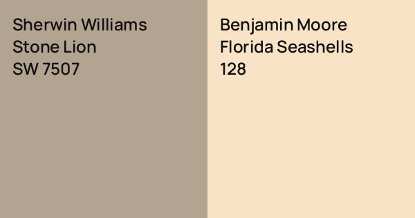 Sherwin Williams Stone Lion vs. Benjamin Moore Florida Seashells comparison
