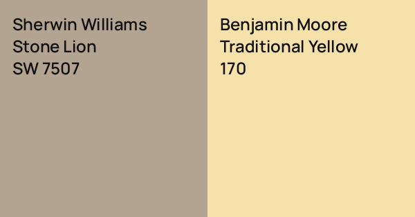 Sherwin Williams Stone Lion vs. Benjamin Moore Traditional Yellow ...