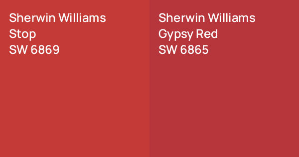 Sherwin Williams Stop vs. Sherwin Williams Gypsy Red comparison
