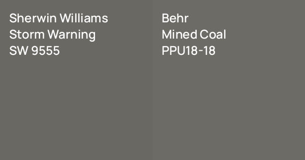 Sherwin Williams Storm Warning vs. Behr Mined Coal comparison