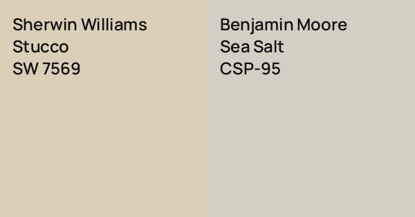 Sherwin Williams Stucco vs. Benjamin Moore Sea Salt comparison