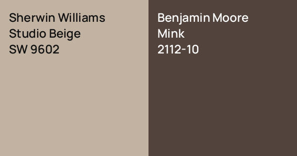 Sherwin Williams Studio Beige vs. Benjamin Moore Mink comparison