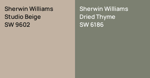 Sherwin Williams Studio Beige vs. Sherwin Williams Dried Thyme comparison