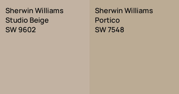 Sherwin Williams Studio Beige vs. Sherwin Williams Portico comparison