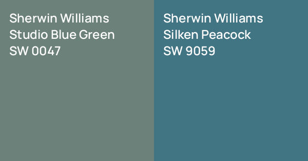 Sherwin Williams Studio Blue Green vs. Sherwin Williams Silken Peacock ...