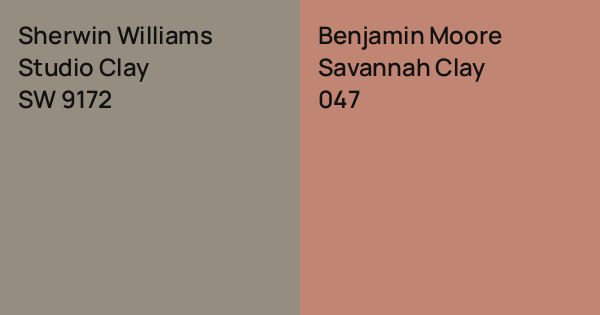 Sherwin Williams Studio Clay vs. Benjamin Moore Savannah Clay comparison