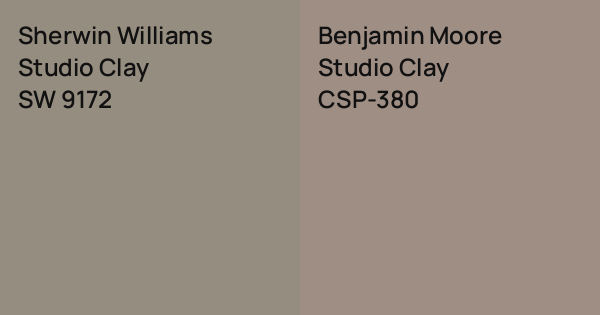 Sherwin Williams Studio Clay vs. Benjamin Moore Studio Clay comparison