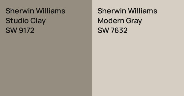 Sherwin Williams Studio Clay vs. Sherwin Williams Modern Gray comparison