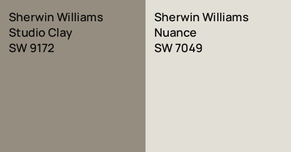 Sherwin Williams Studio Clay vs. Sherwin Williams Nuance comparison