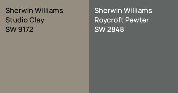 Sherwin Williams Studio Clay vs. Sherwin Williams Roycroft Pewter ...