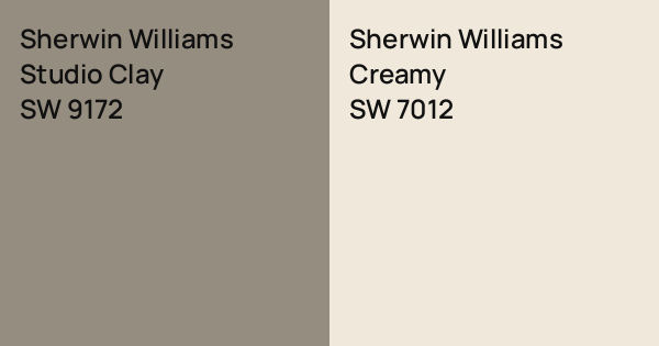 Sherwin Williams Studio Clay vs. Sherwin Williams Creamy comparison