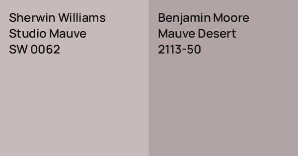 Sherwin Williams Studio Mauve vs. Benjamin Moore Mauve Desert comparison