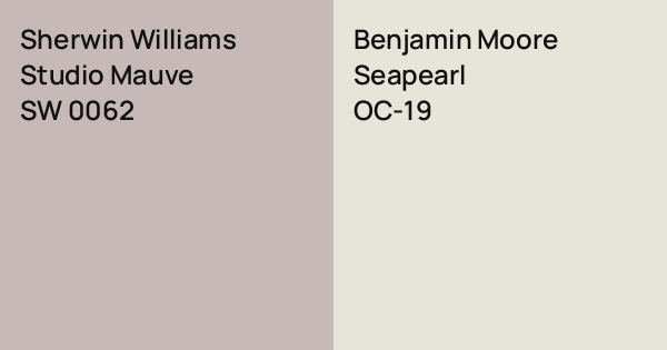 Sherwin Williams Studio Mauve vs. Benjamin Moore Seapearl comparison